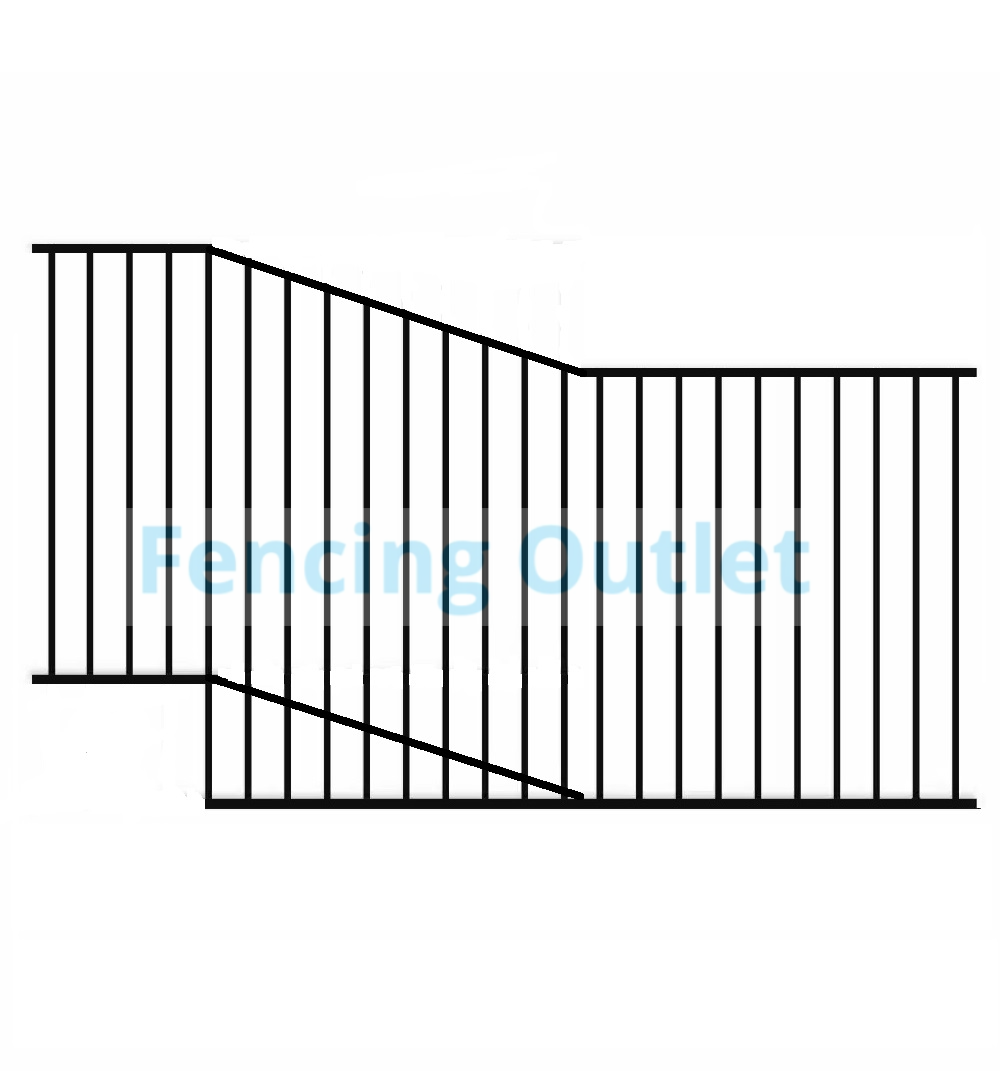 Raked aluminium pool fencing | 1600/1200 Alu Raked Panel Blk